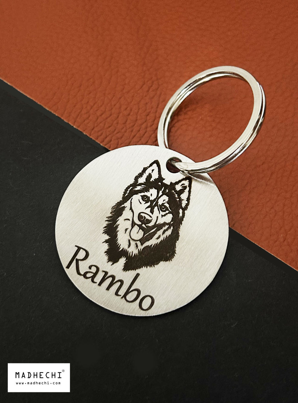 Shop Husky Dog Tag | Husky Dog Face Name Tag | Madhechi